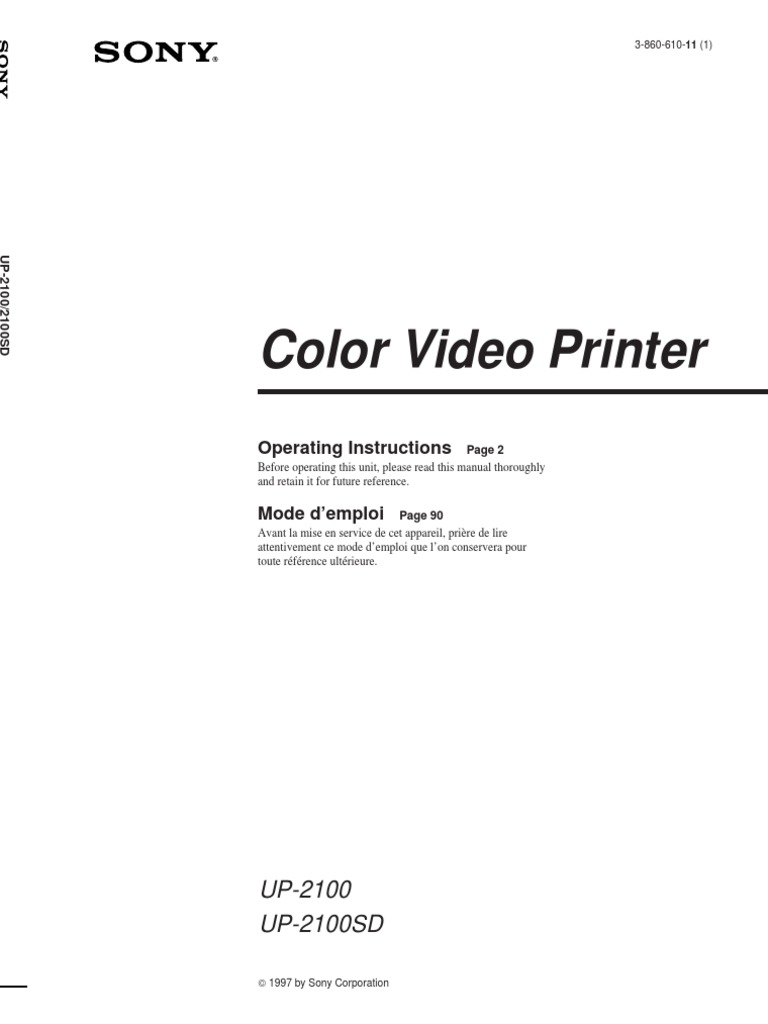 Color Video Printer: UP-2100 UP-2100SD | PDF | Printer (Computing ...