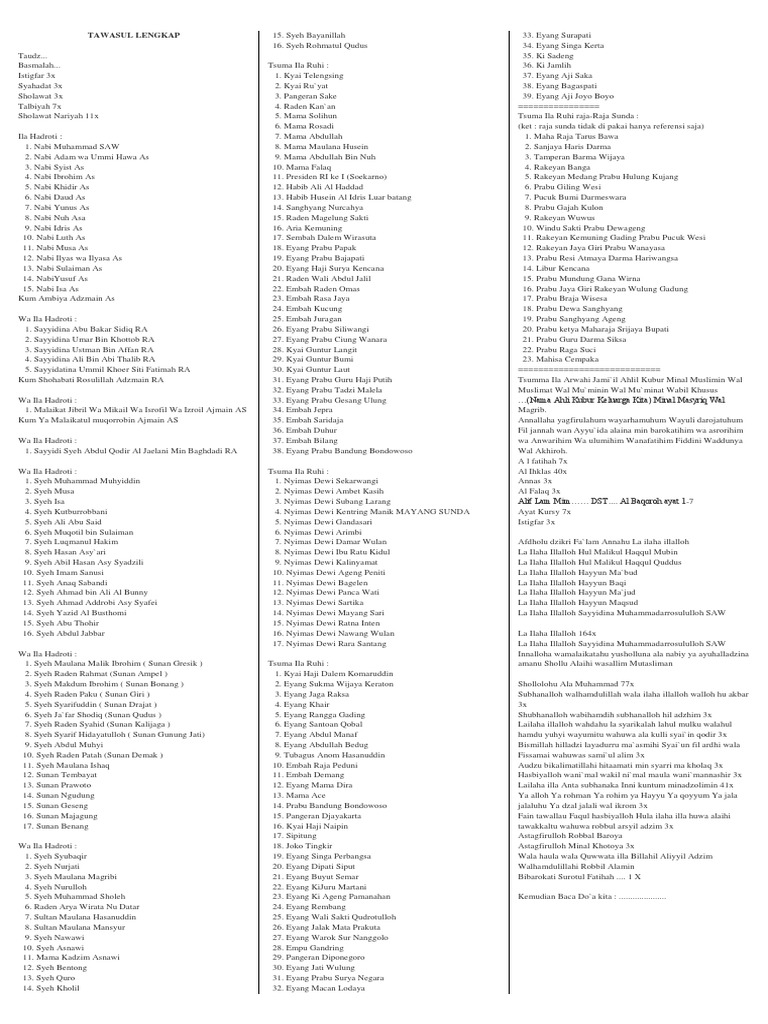 Tawasul Lengkap | PDF