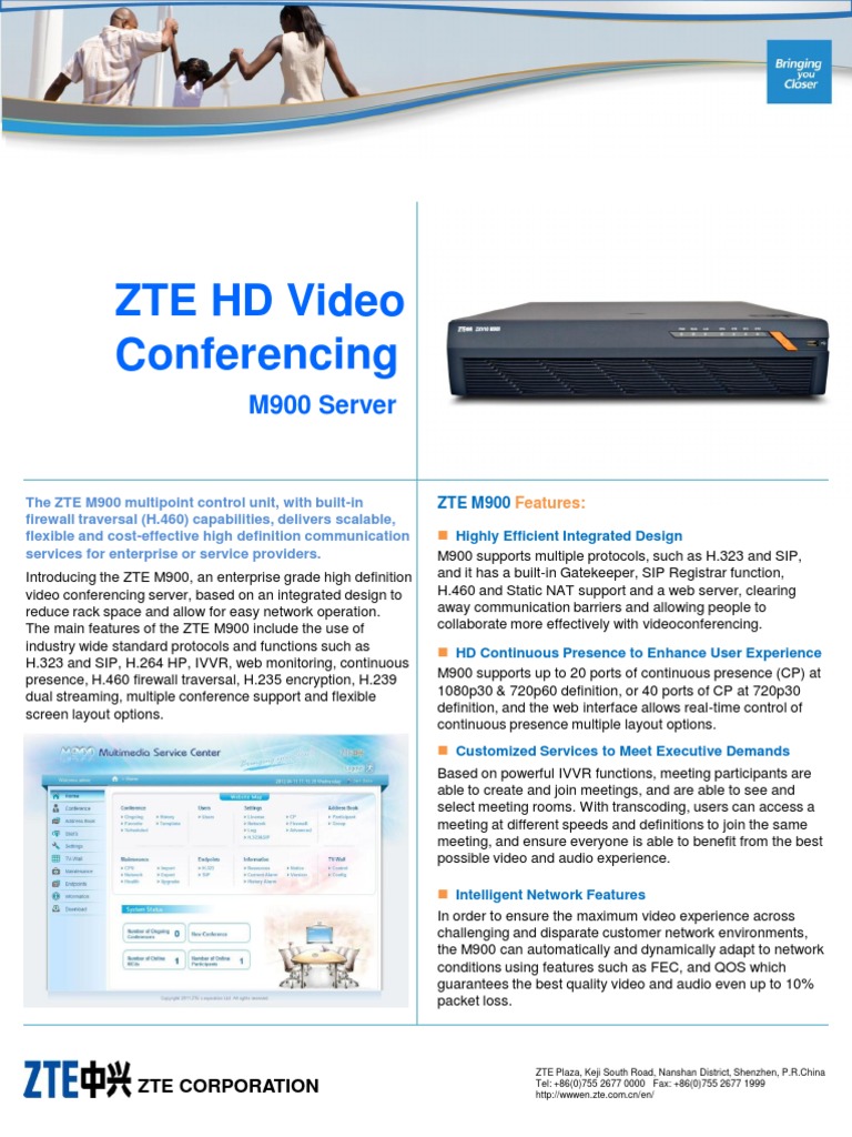 ZTE M900 Datasheet | PDF | Videoconferencing | Session Initiation Protocol