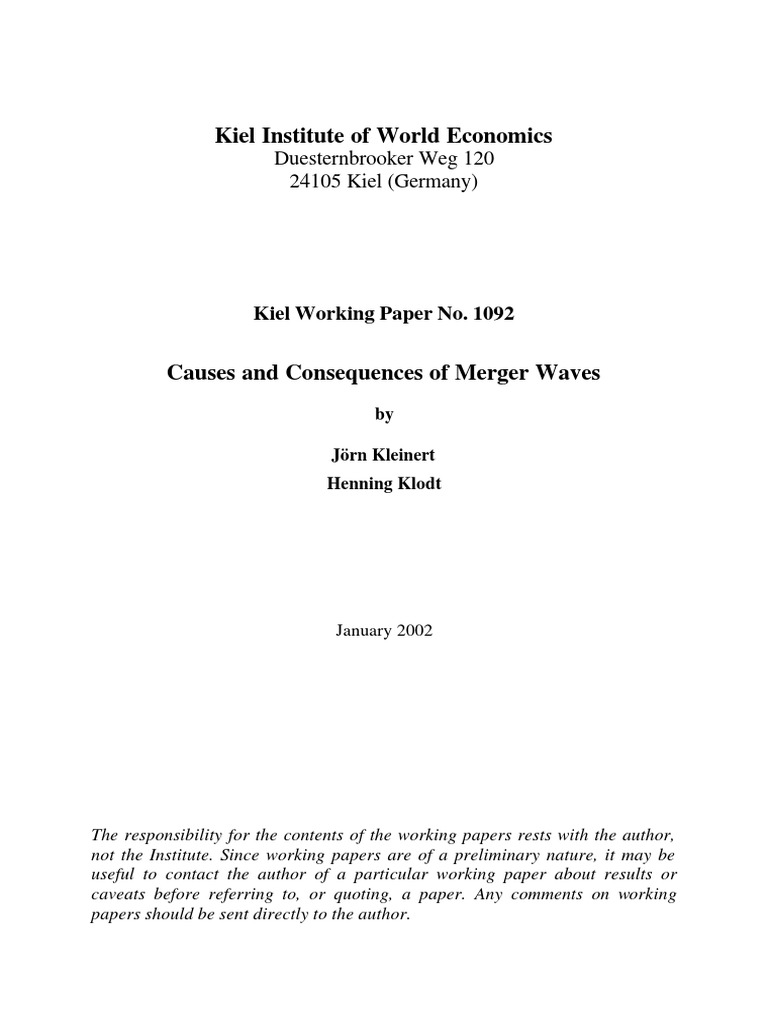 Causes and Consequences of Merger Waves | PDF | Mergers And ...