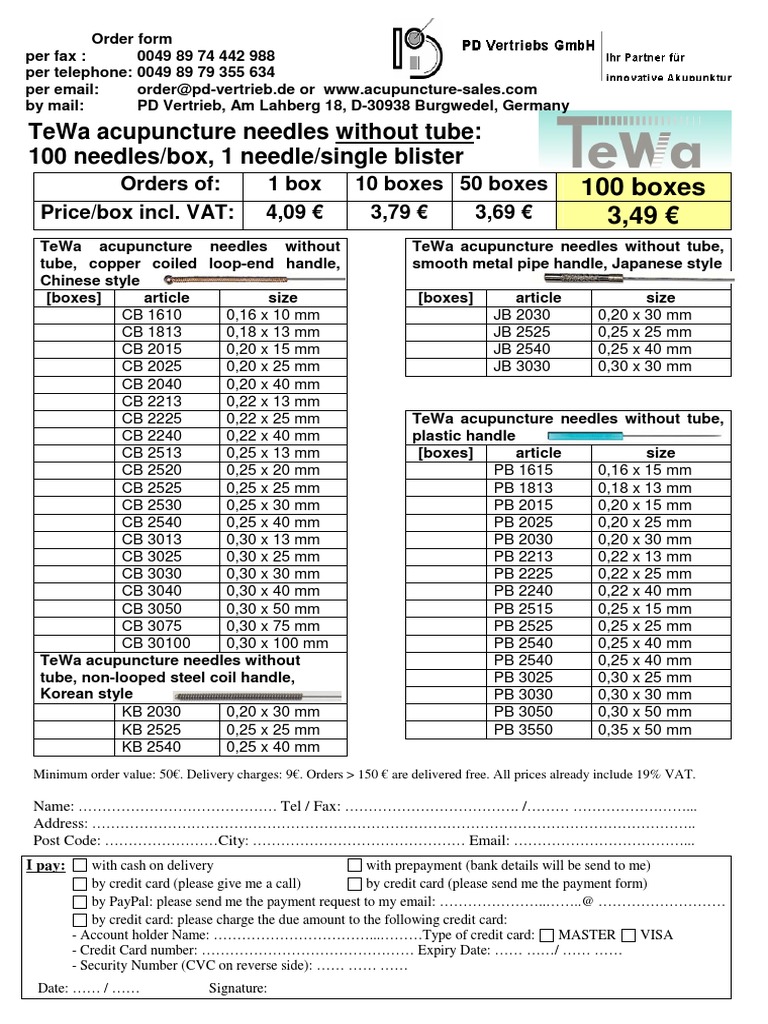 Acupuncture Needles and TCM Products | PDF | Infrared | Credit Card