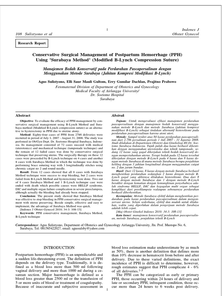 B Lynch | PDF | Childbirth | Uterus