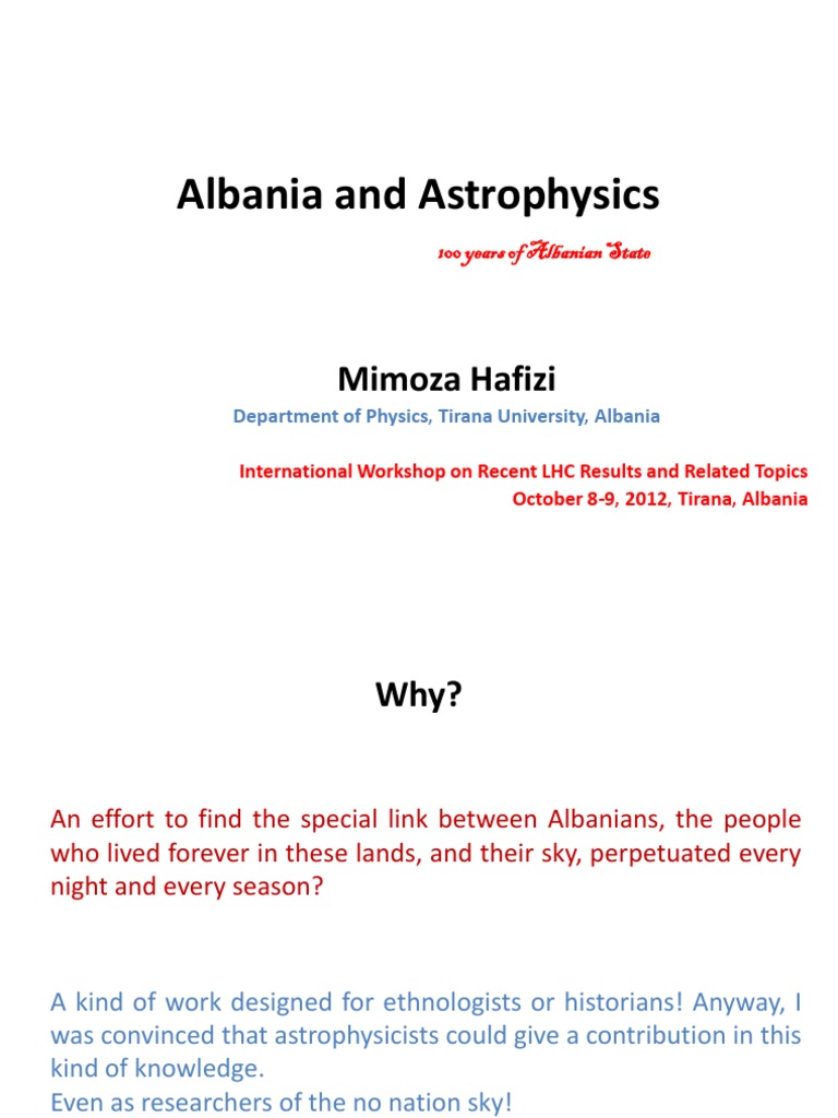 Albania and Astrophysics: Mimoza Hafizi | PDF | Calendar | Astrophysics
