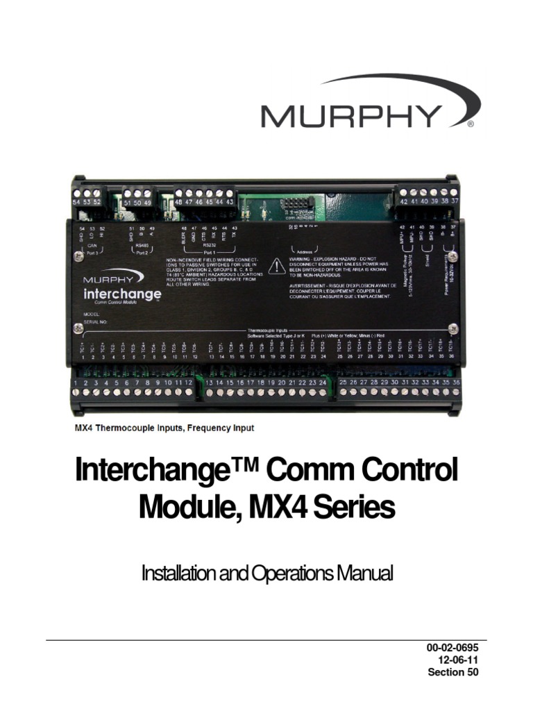 Interchange™ Comm Control Module, MX4 Series: Installation and ...