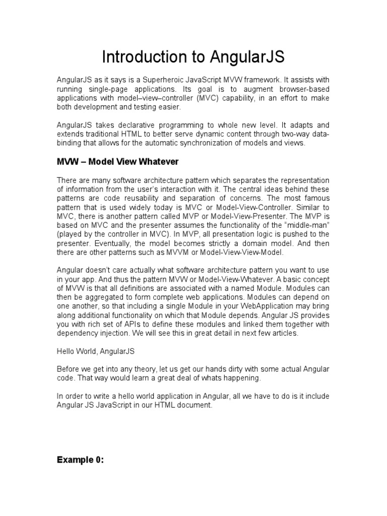 Introduction To AngularJS | PDF | Angular Js | Scope (Computer Science)