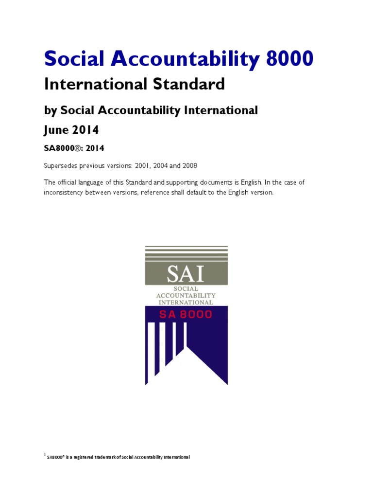 SA8000 Standard 2014 | PDF | International Labour Organization ...
