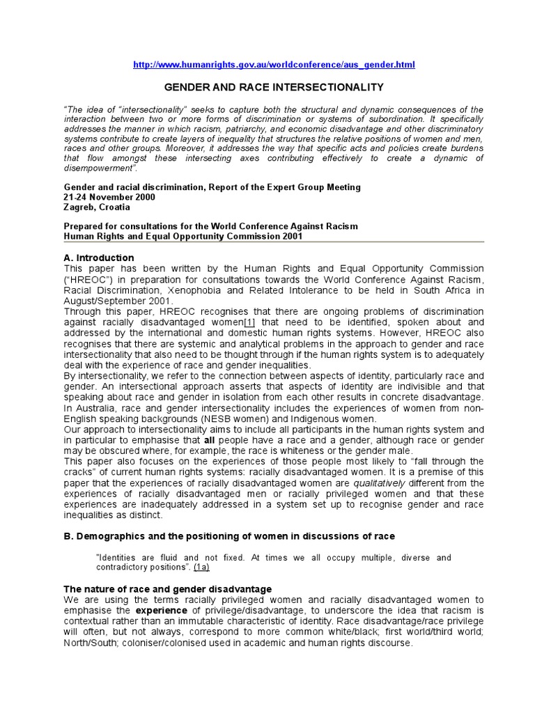 Gender and Race Intersectionality | PDF | Intersectionality | Race (Human Categorization)