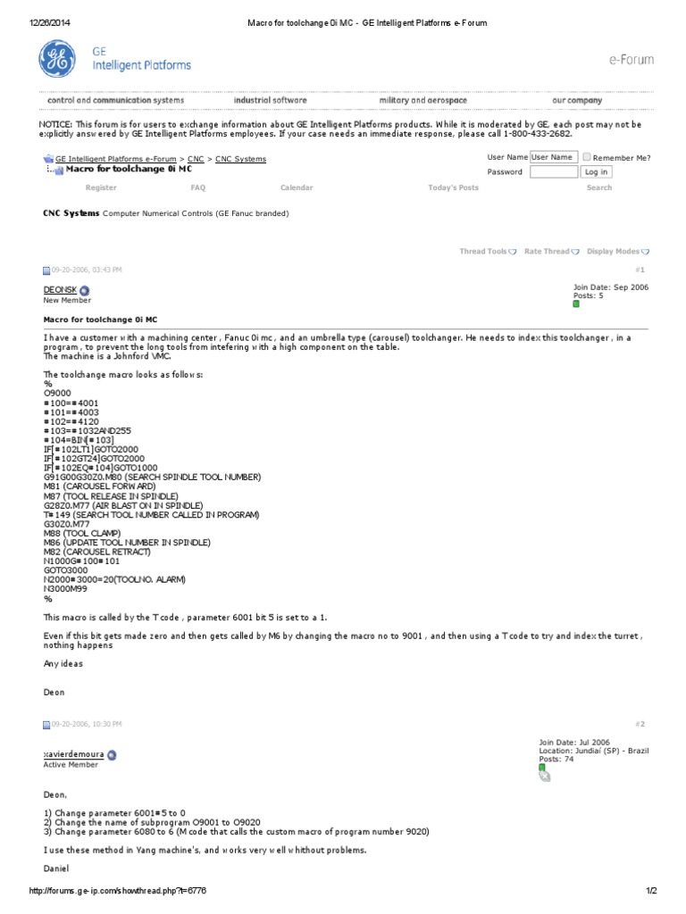 Fanuc 0i Tool Change Macro Programme PDF | PDF | Numerical Control ...