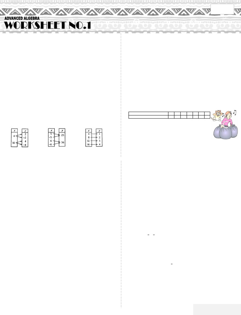 1 Advanced Algebra Worksheet | PDF | Domain Of A Function ...