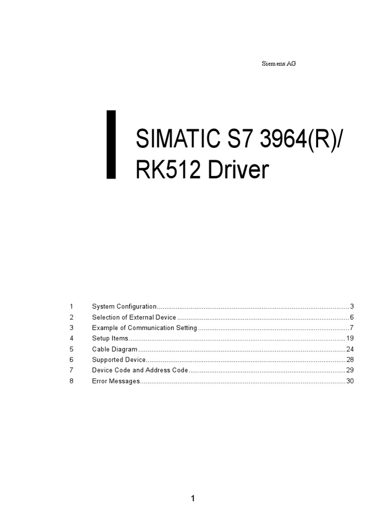 SIMATIC S7 3964 (R) /RK512 Driver | PDF | Programmable Logic Controller ...