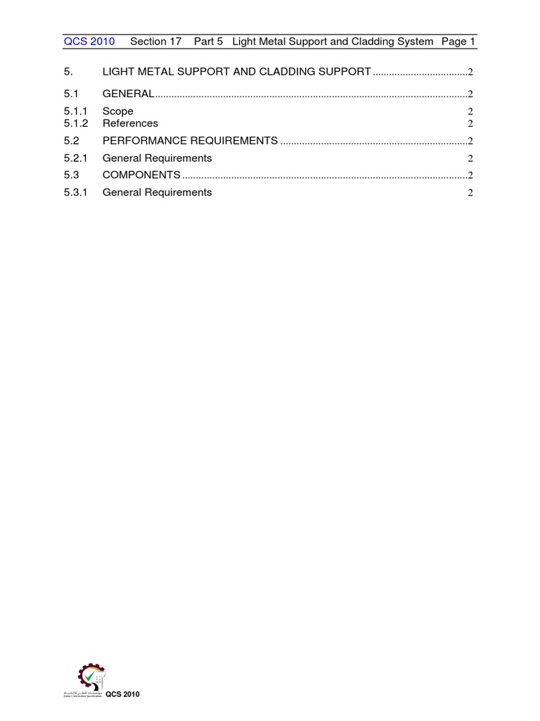 QCS 2010 Section 17 Part 5 Light Metal Support and Cladding System ...