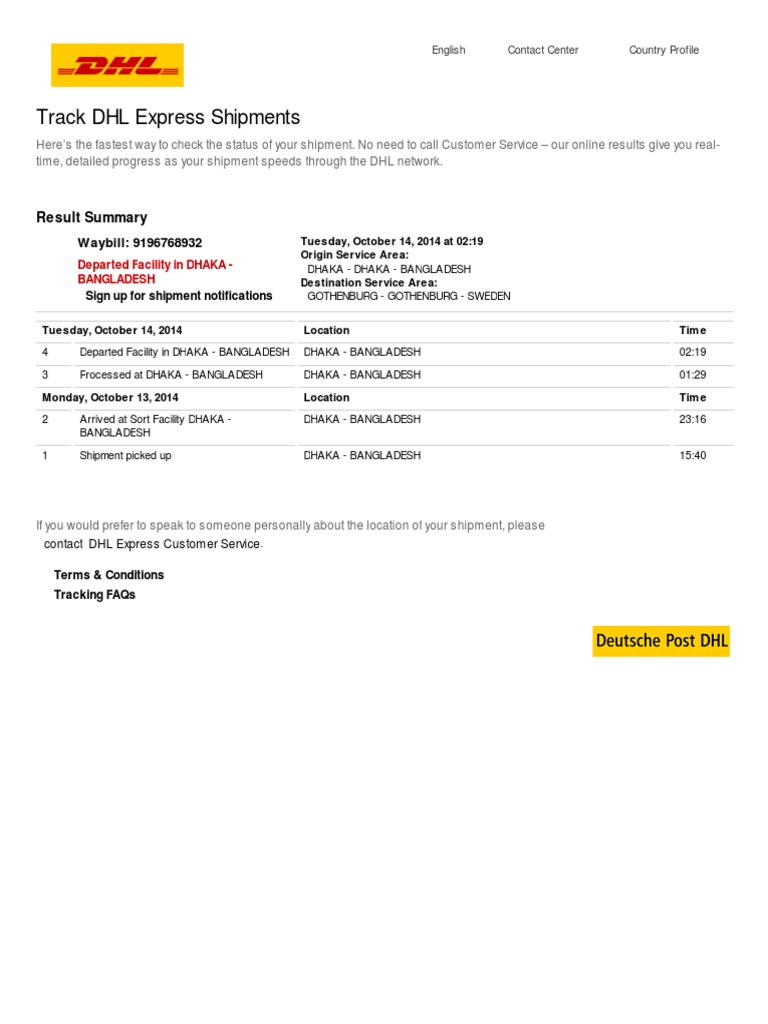DHL Tracking Status | PDF