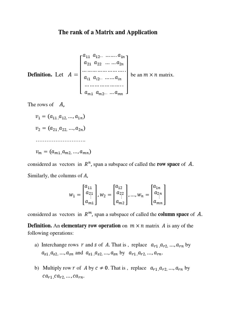 Understanding Matrix Rank and Applications | PDF