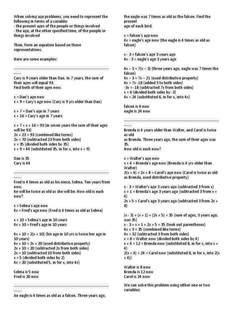 When Solving Age Problems | Logical Truth | Physics & Mathematics ...