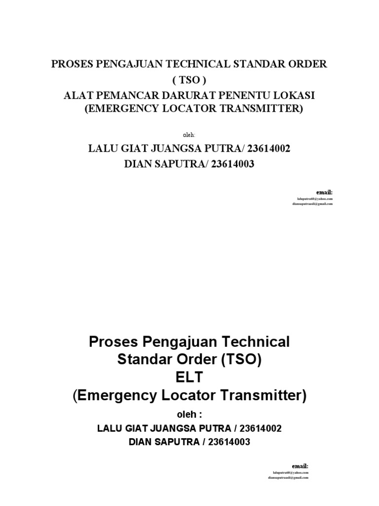 Alat Penentu Lokasi Pada Saat Emergency (Emergency Locator Transmitter ...