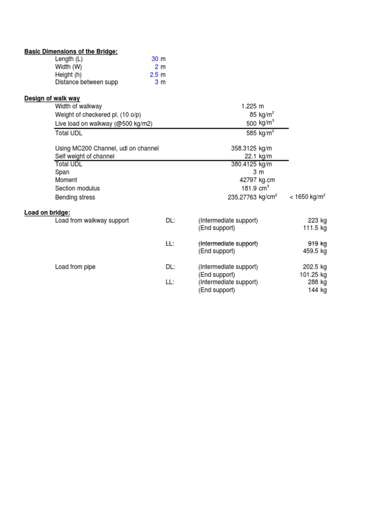 Intake Well Bridge Design | PDF | Beam (Structure) | Civil Engineering