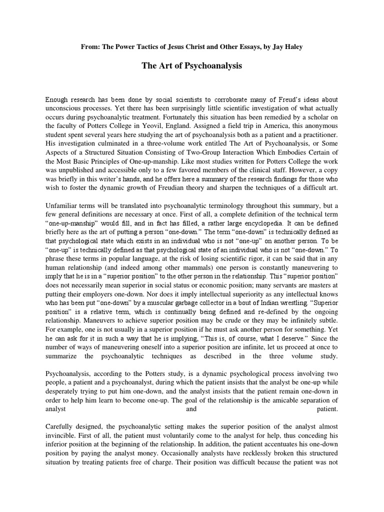 The Art of Psychoanalysis | PDF | Psychoanalysis | Sigmund Freud