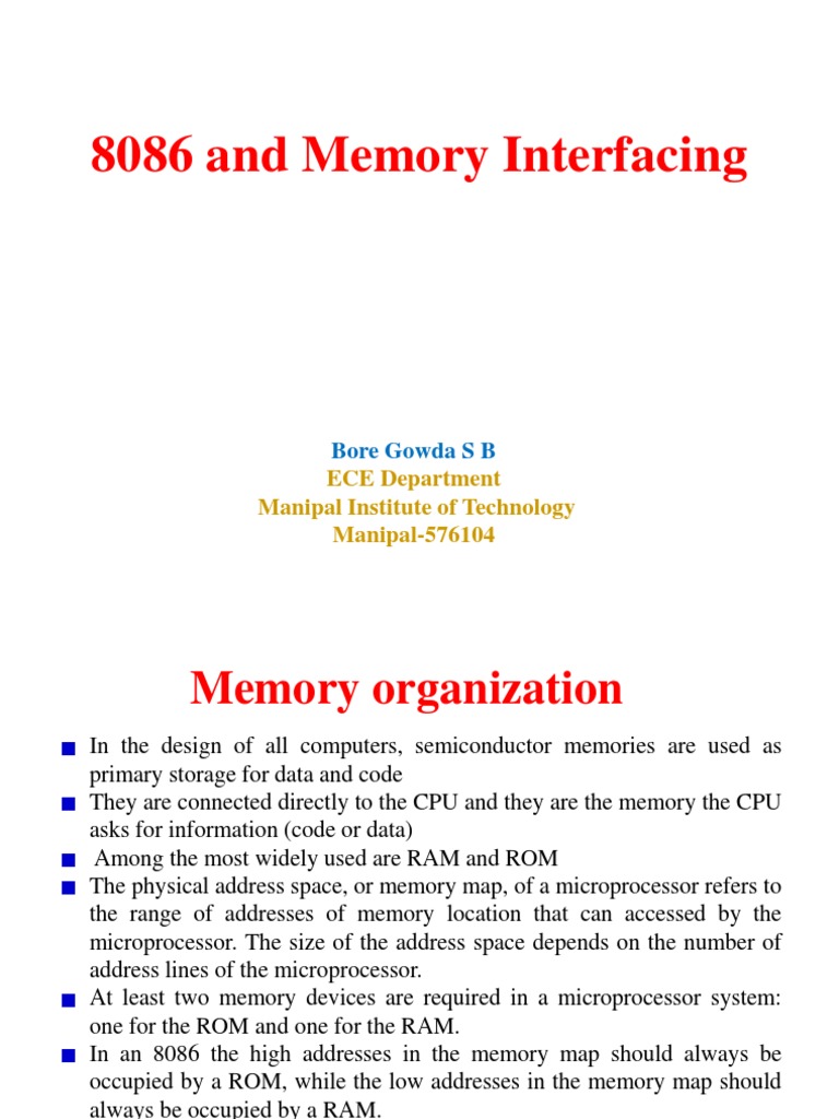 8086 and Memory Interfacing | PDF | Computer Data Storage | Random Access Memory