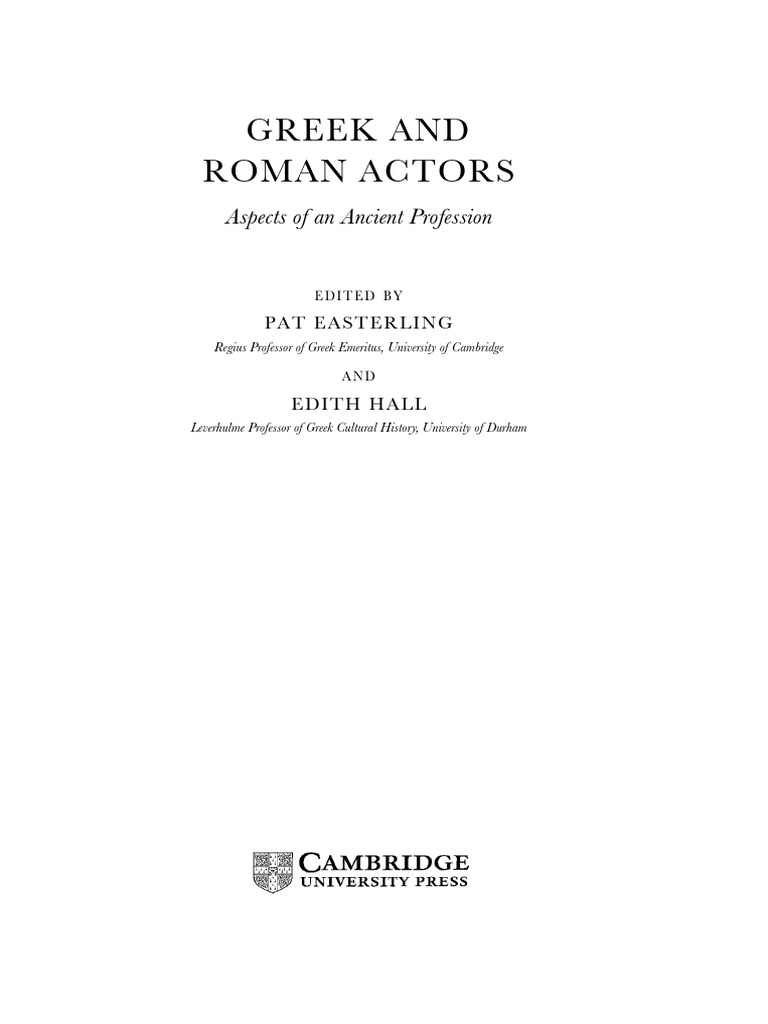 Greek and Roman Actors | PDF | Euripides | Tragedy