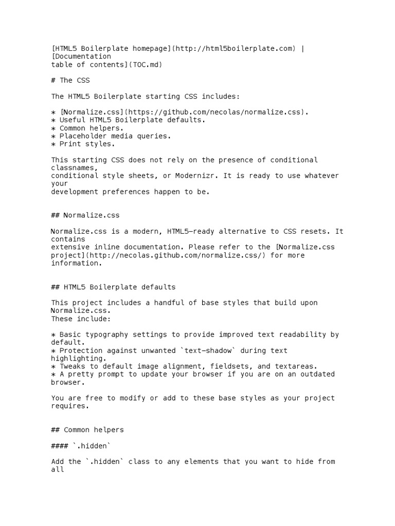 HTML5 Boilerplate | PDF | Cascading Style Sheets | Hypertext