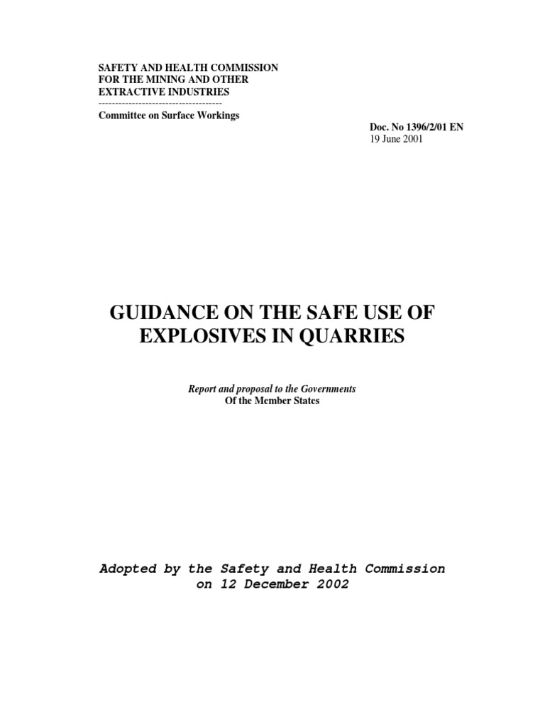 Guidance On The Safe Use of Explosives in Quarries | PDF | Explosive ...