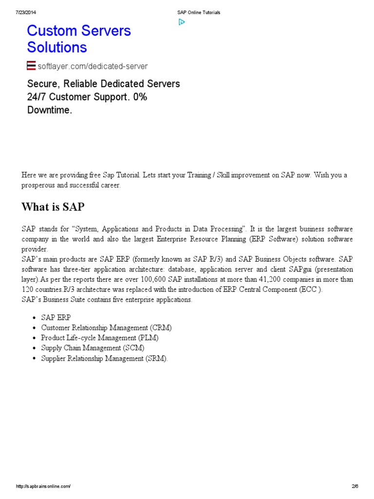 SAP Online Tutorials | Download Free PDF | Sap Se | Enterprise Resource ...