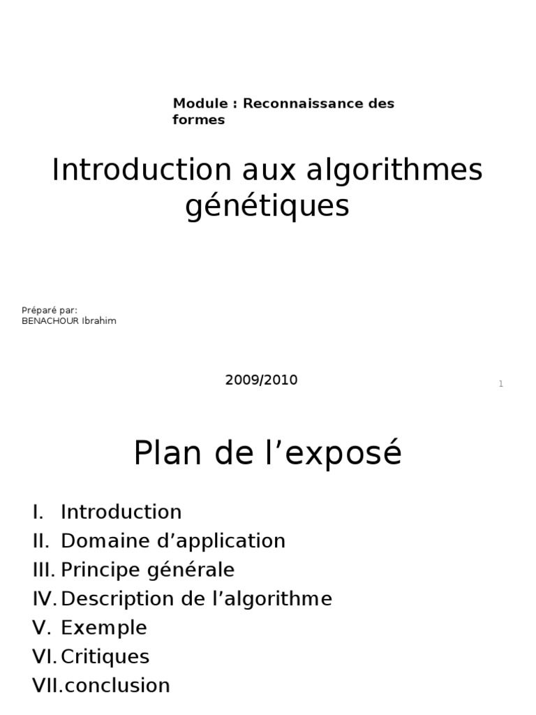 Introduction Aux Algorithmes Génétiques | PDF | Algorithme génétique ...