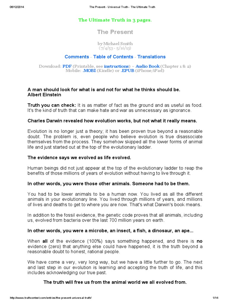 The Present - Universal Truth - The Ultimate Truth | PDF | Lie | Truth