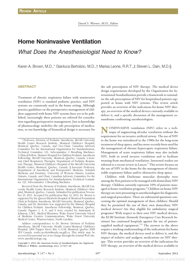 Non Invasive Ventilation | PDF | Respiration | Breathing