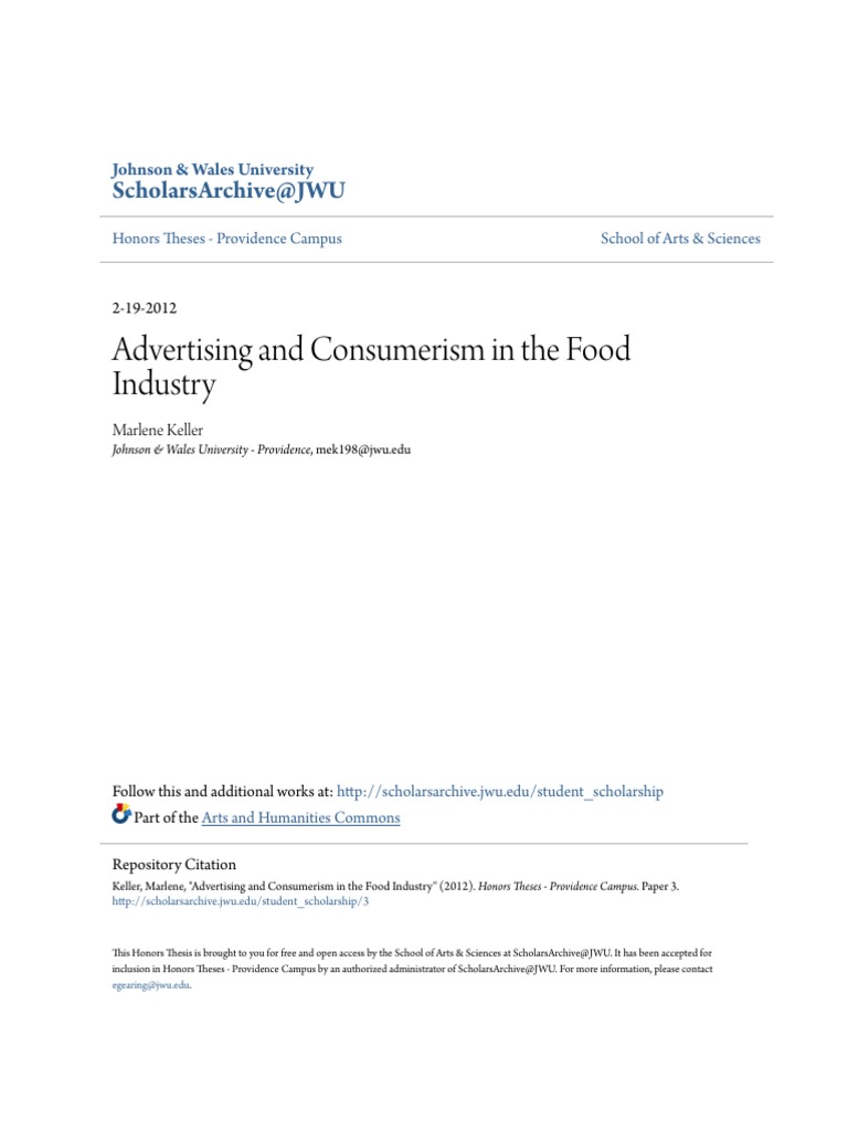 Advertising and Consumerism in The Food Industry | PDF | Focus Group ...