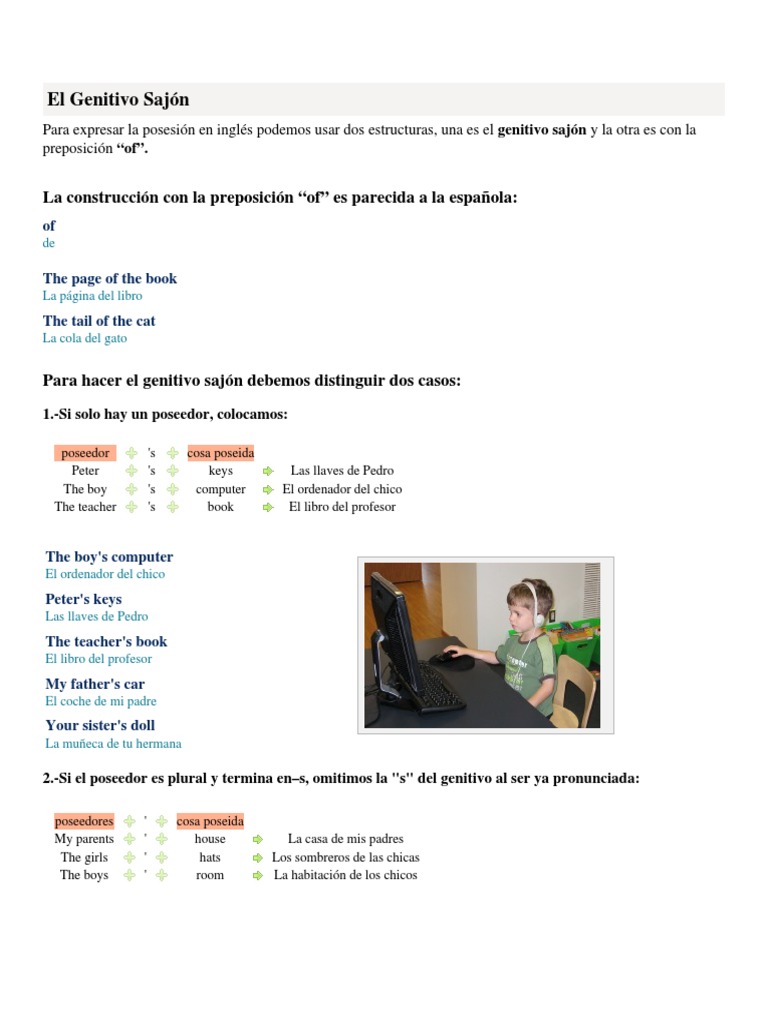 Uso del Genitivo Sajón en Inglés | PDF | Morfología Lingüística ...