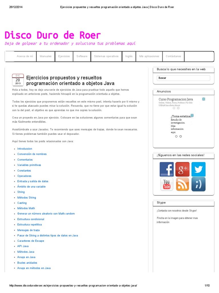 Ejercicios Java POO Resueltos | PDF | Java (lenguaje de programación ...