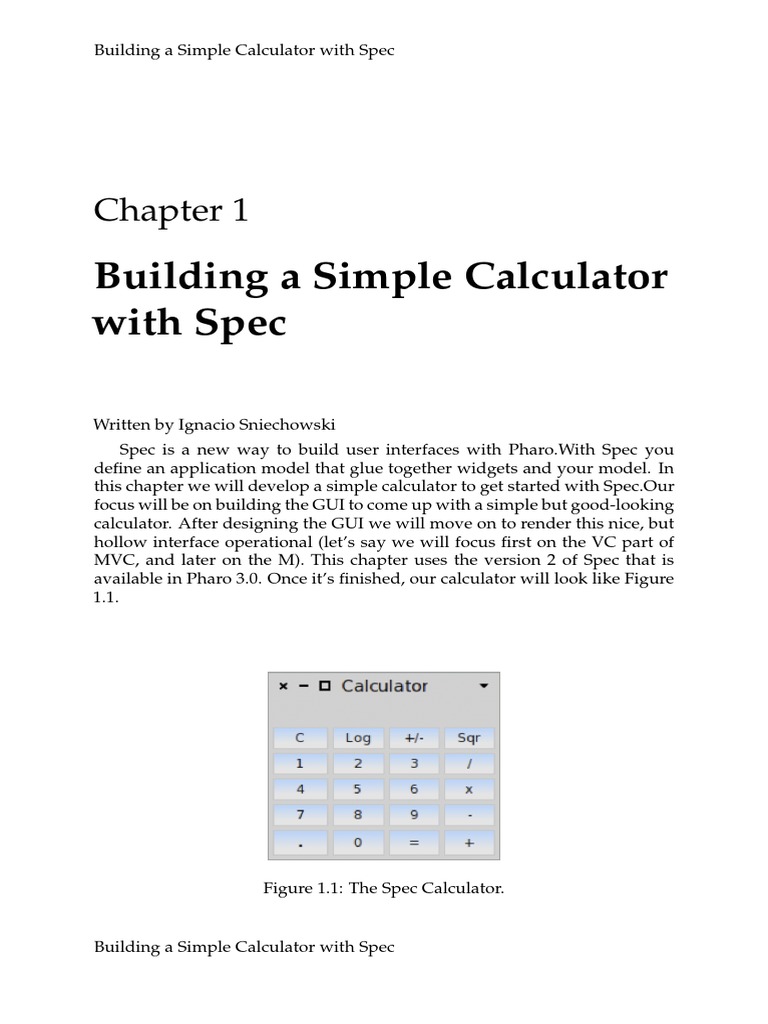 A Calculator In Pharo Smalltalk Using Spec Pdf Widget Gui Graphical User Interfaces