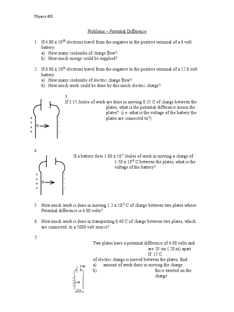 Potential Difference Problems | PDF | Voltage | Electric Field