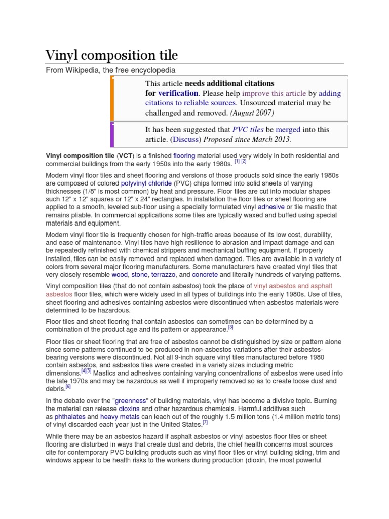 Vinyl Composition Tile | PDF | Flooring | Floors