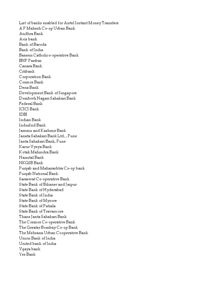 List of Banks | PDF