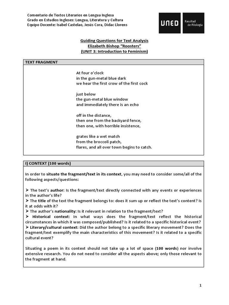 Literary Analysis of Bishop's "Roosters" | PDF | Poetry | Science