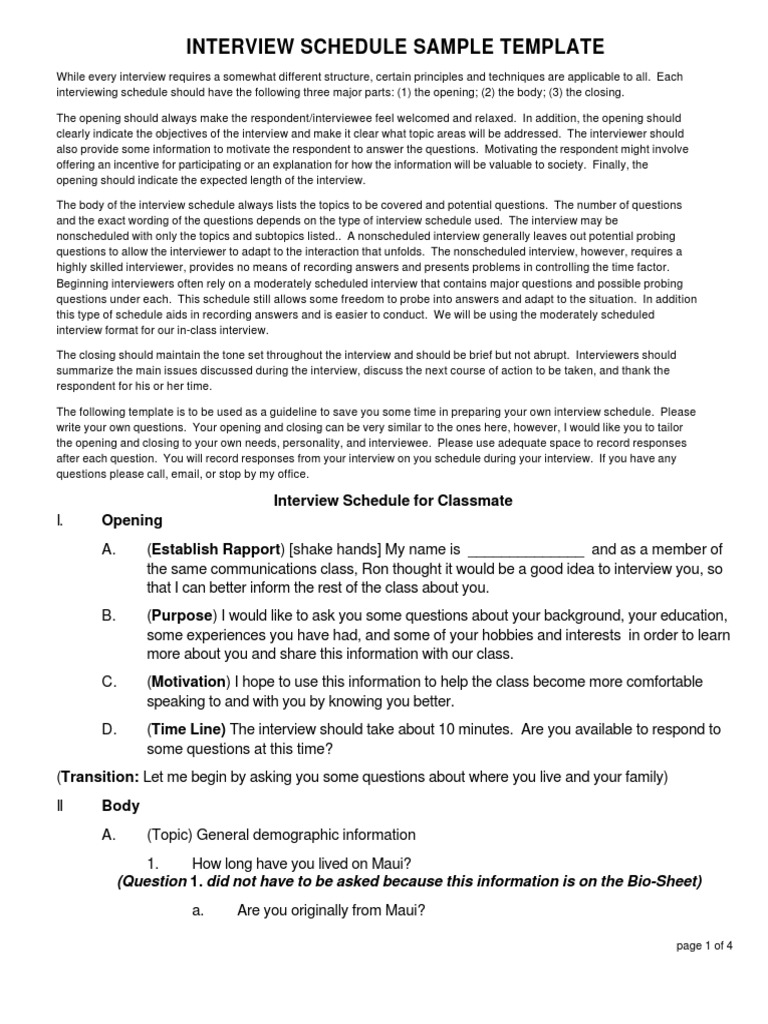 Interview Schedule | PDF | Interview | Motivation