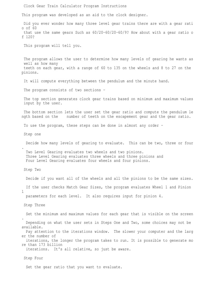Clock Gear Train Calculator | PDF | Gear | Filename