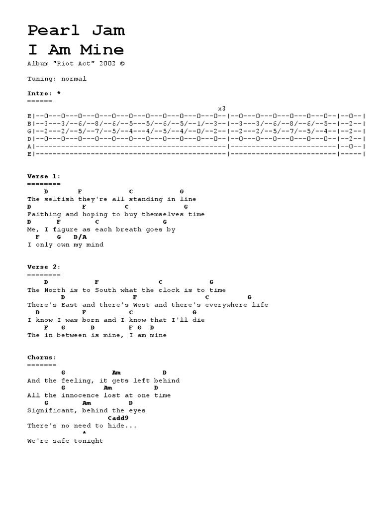 Pearl Jam - I Am Mine PDF | PDF | Technology & Engineering