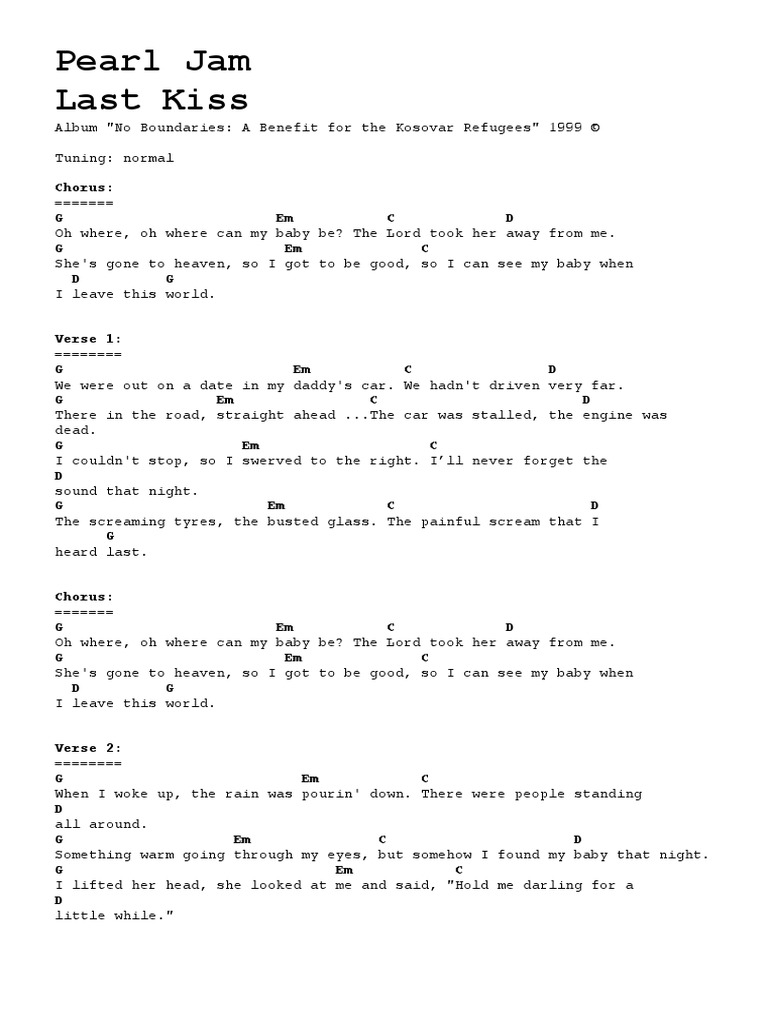Guitar Chords Last Kiss