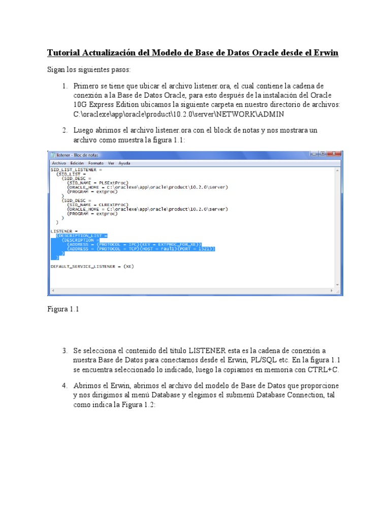 Tutorial Erwin A Oracle | PDF | Base de datos Oracle | Archivo de ...