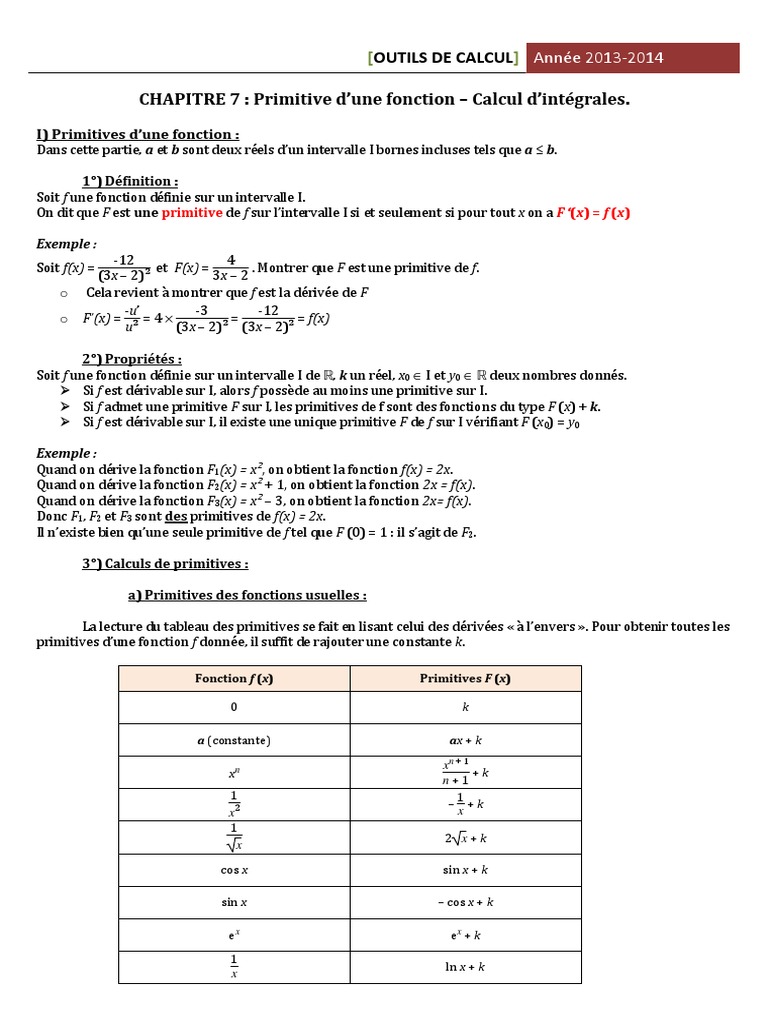 Primitives et Intégrales | PDF | Intégral | Fonction (Mathématiques)