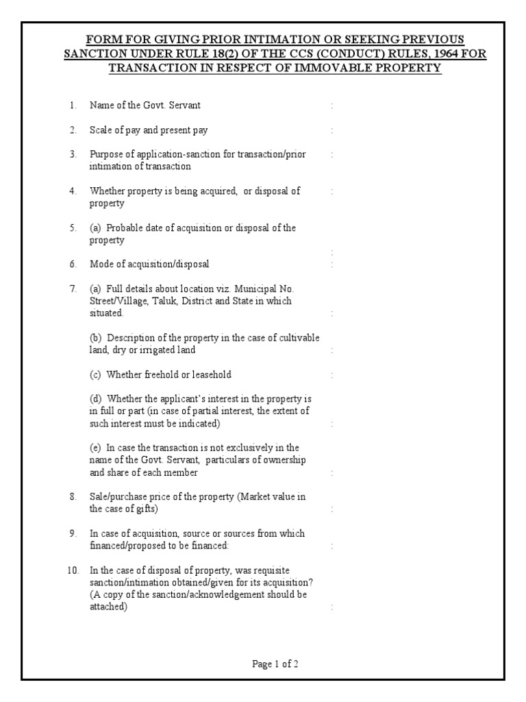 Transaction Immovable Property Intimation 18(3) | Mergers And ...