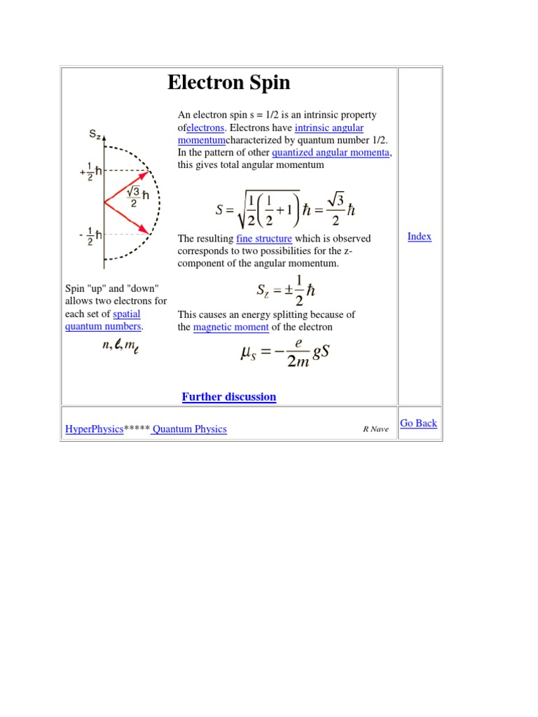 Electron Spin Magnetic Moment | PDF | Spin (Physics) | Electron