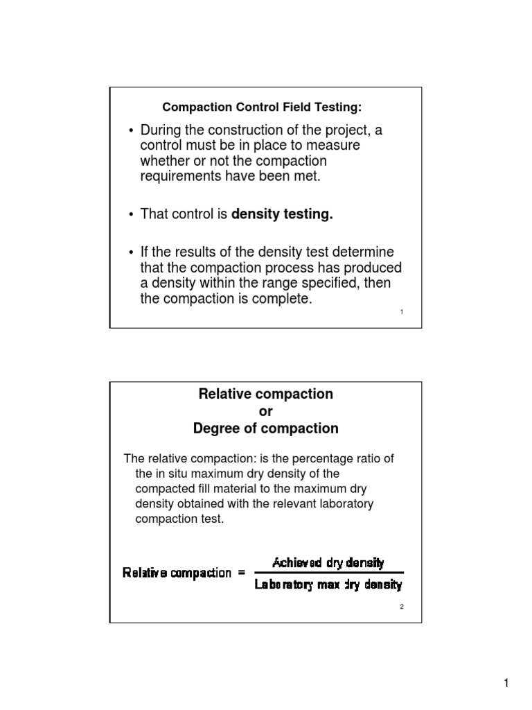 CIVL354 Notes 2 Field Compaction | PDF | Science & Mathematics