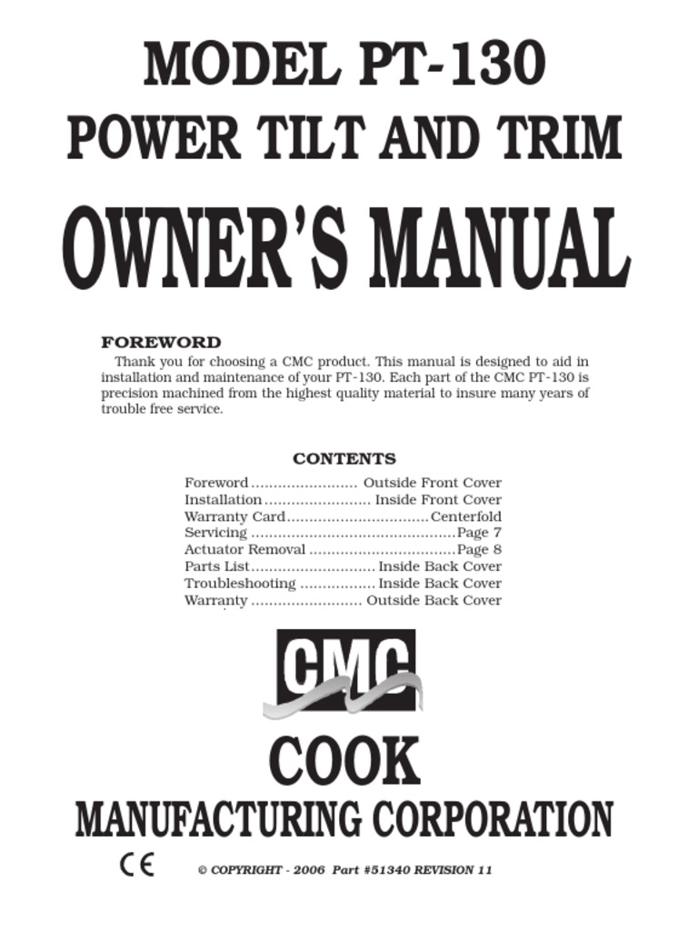 CMC PT-130 Owners Manual | PDF | Switch | Electrical Connector