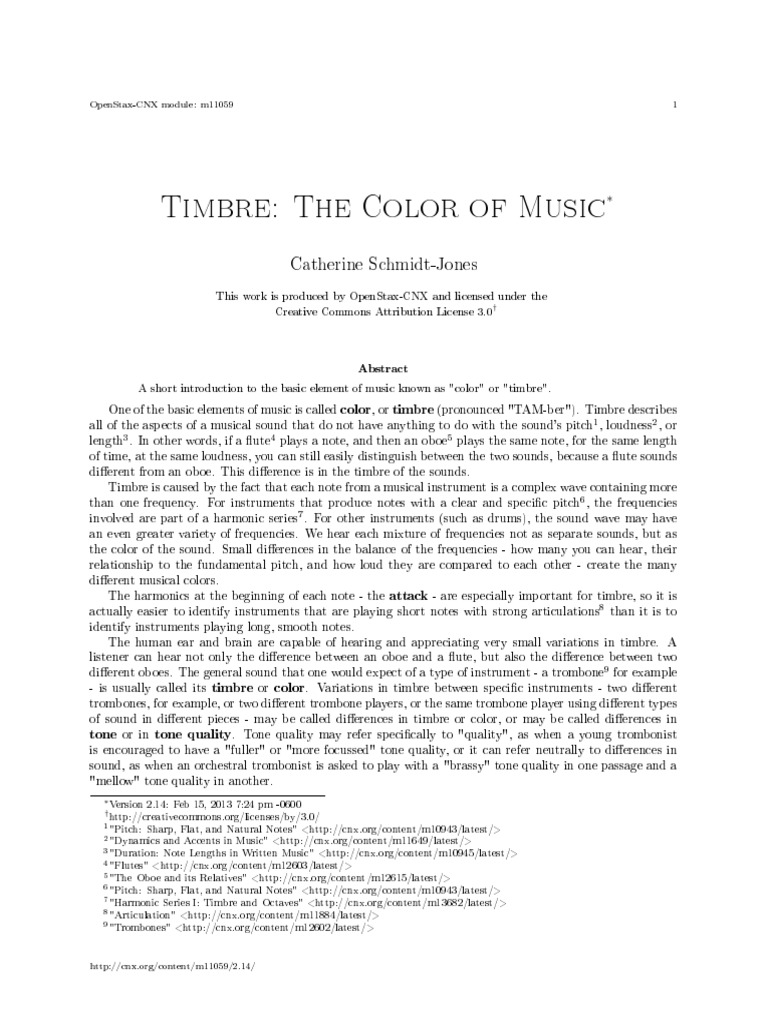 Timbre The Color of Music | Download Free PDF | Trombone | Sound
