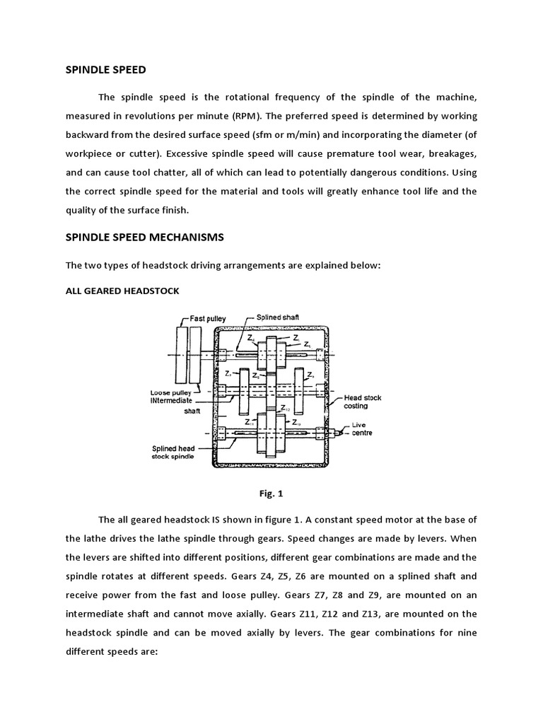 Spindle Speed Mechanisms | PDF | Gear | Industrial Processes