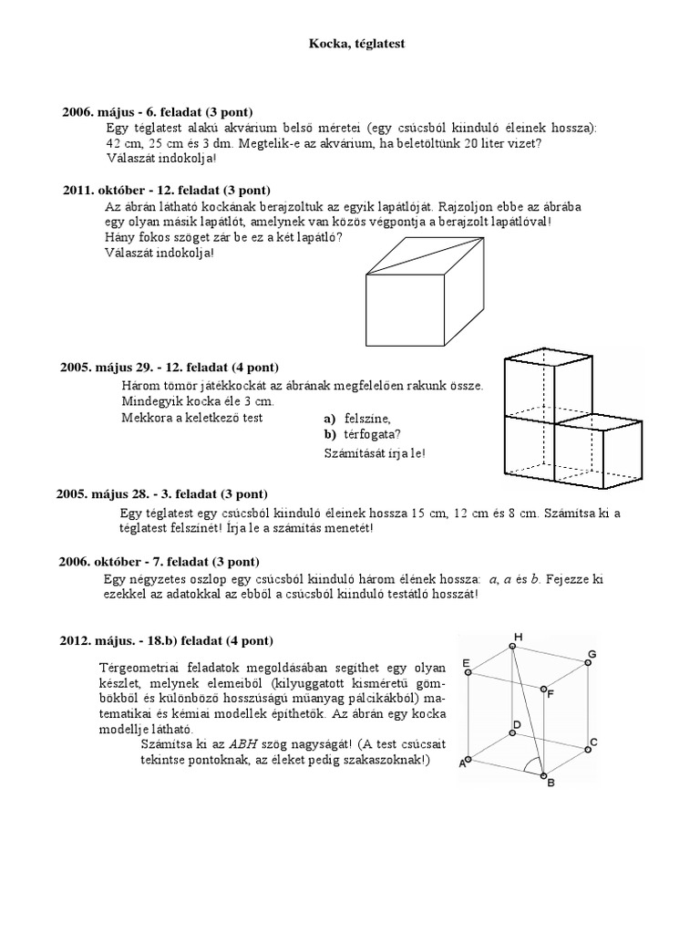 Matematika Erettsegi Feladatok 2003-2013 Kozepszint | PDF